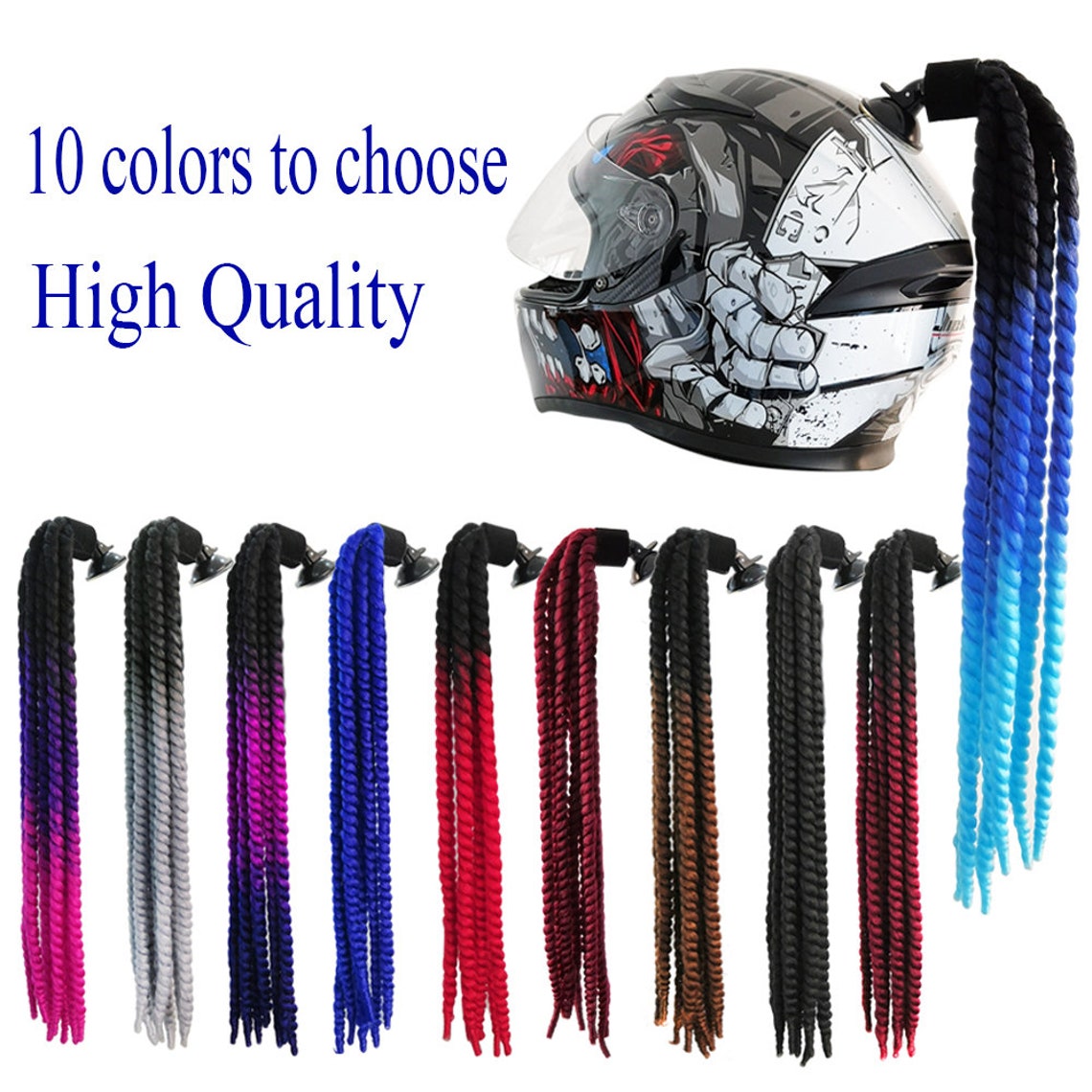 Helmet Pigtails Helmet Braids Ponytail Helmet Hair with | Etsy