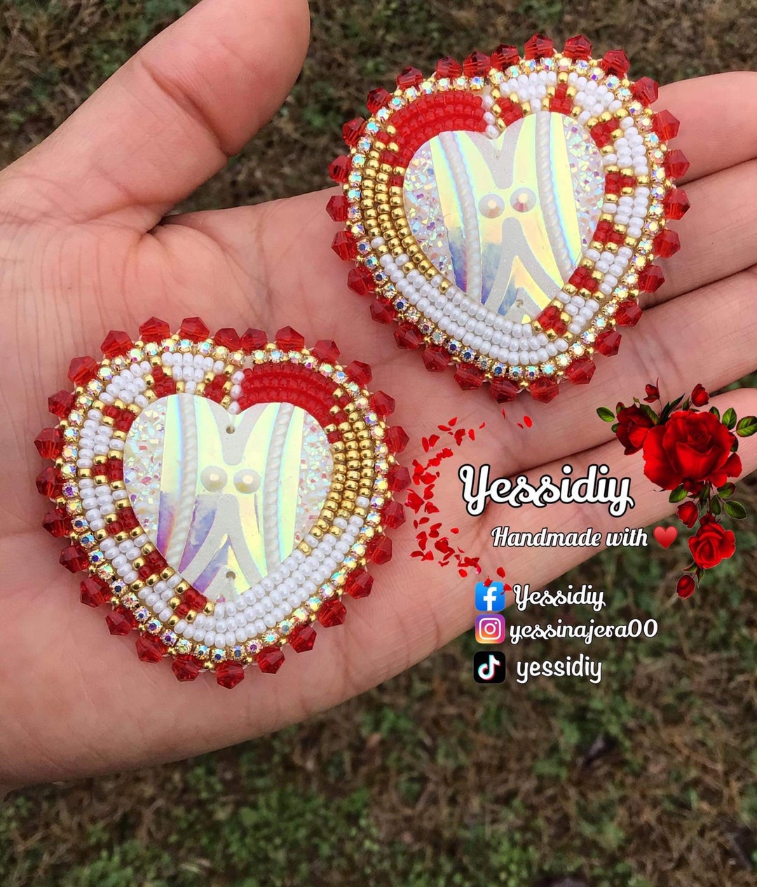 Handmade Beaded Earrings With Fingernail Post - Etsy