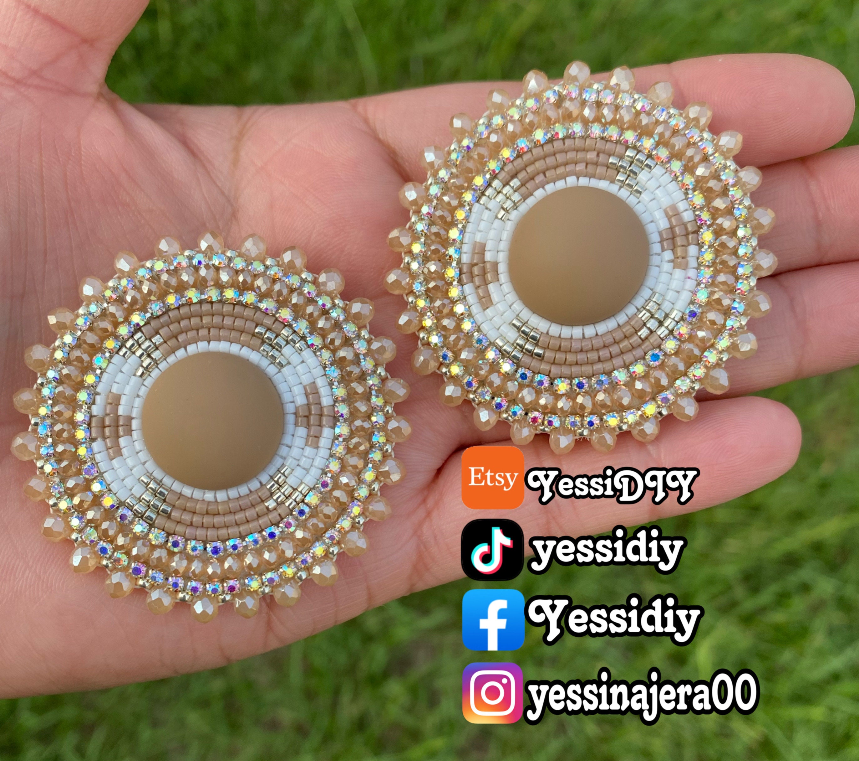 Handmade Beaded Earrings With Fingernail Post - Etsy