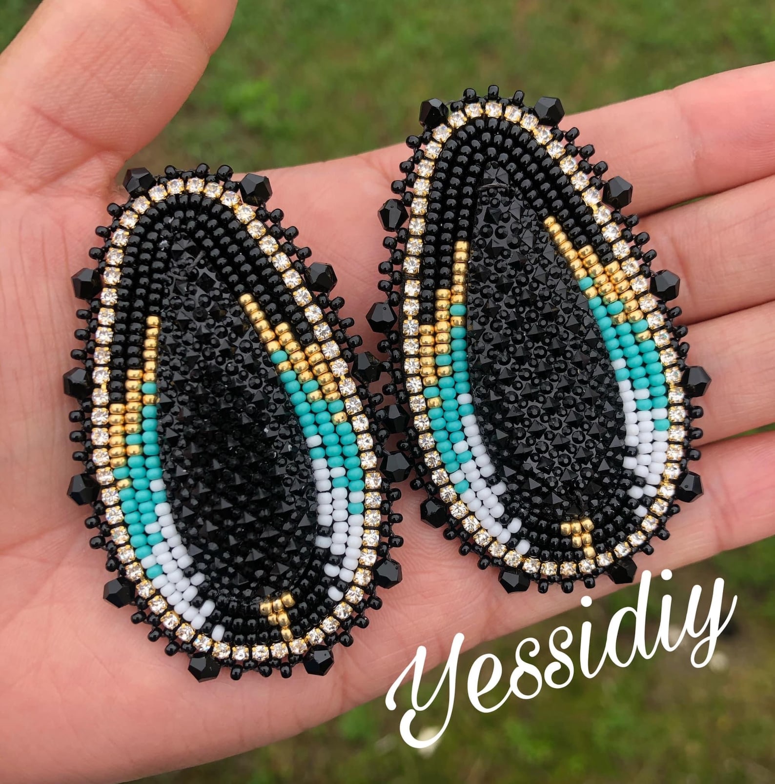Handmade Beaded Earrings With Fingernail Post - Etsy