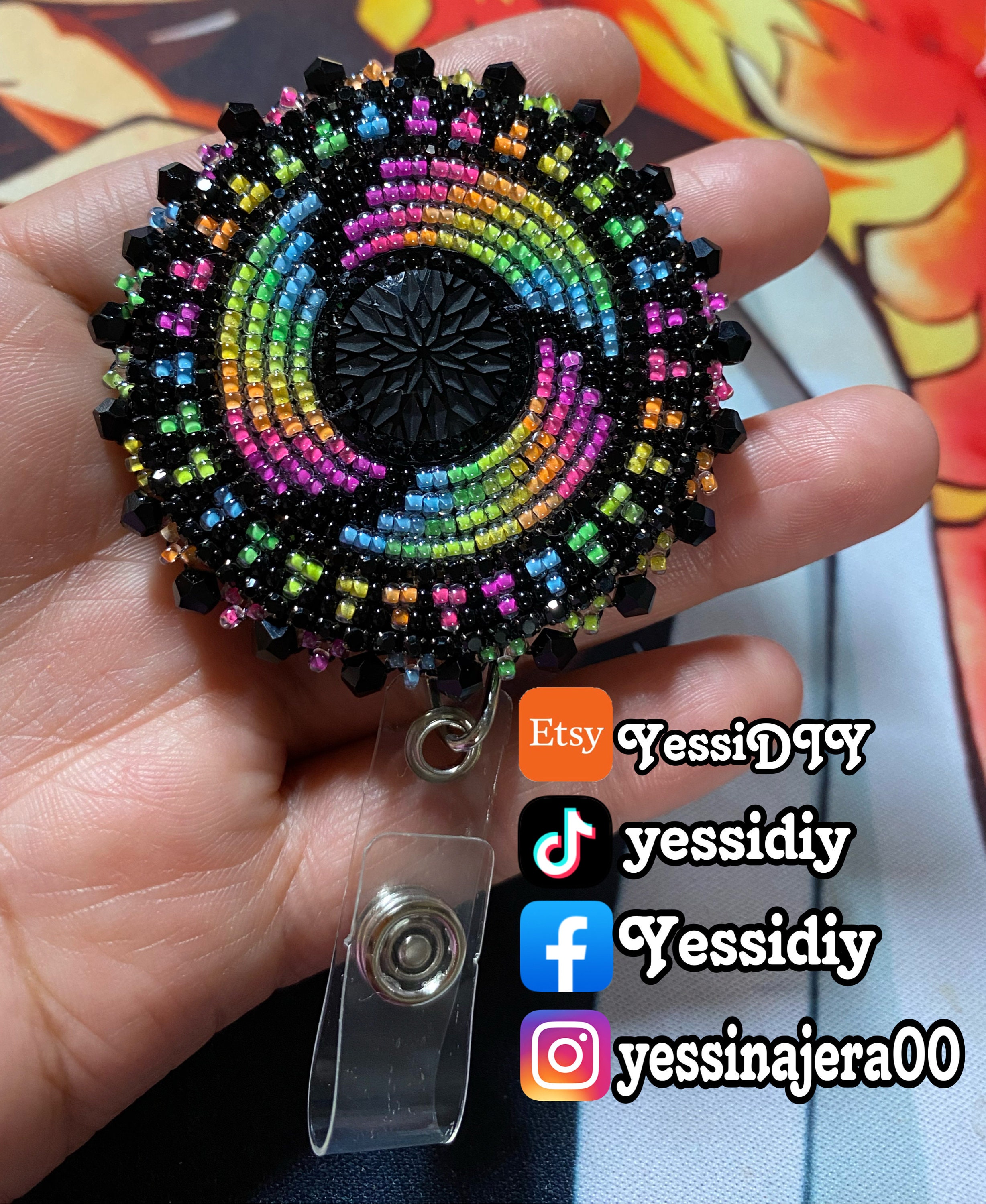 Handmade Beaded ID Badge Reel. - Etsy