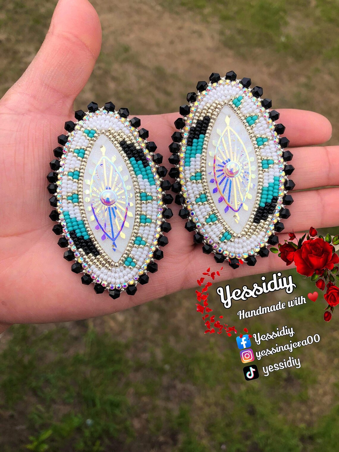 Handmade Beaded Earrings With Fingernail Post - Etsy