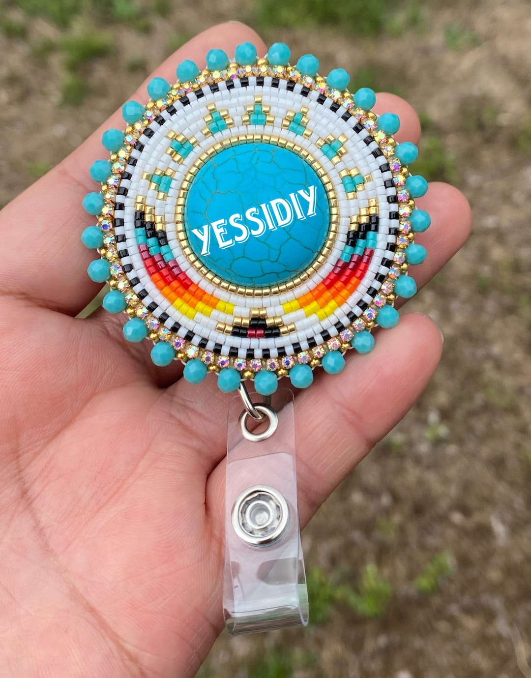 Beaded ID Badge Reel - Etsy