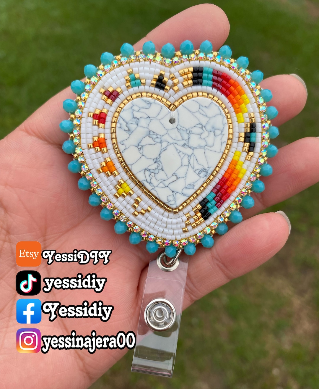Handmade Beaded ID Badge Reel - Etsy