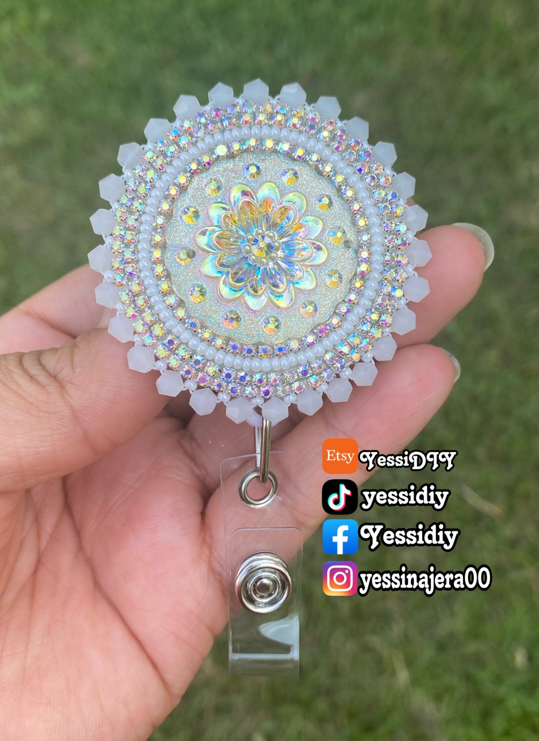Beaded ID Badge Reel - Etsy