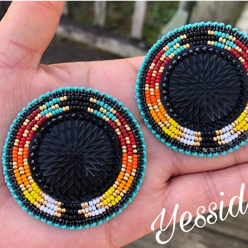 Handmade Beaded Earrings With Fingernail Post - Etsy