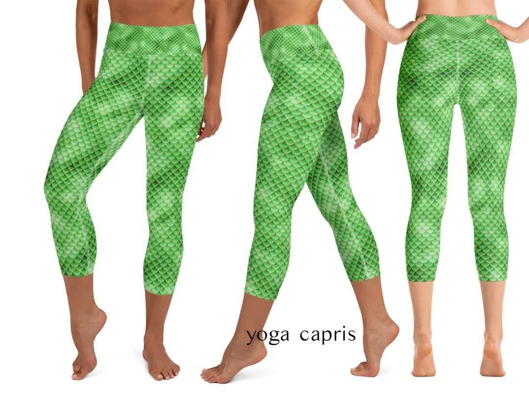 Mermaid Ariel Green Fish Scale Leggings Woman Halloween Athleticcosplay ...