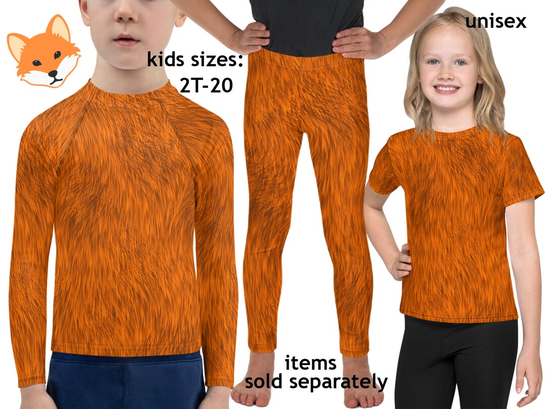 Orange Fox Furry Kids Costume Halloween Animal Print Cosplay Spandex ...
