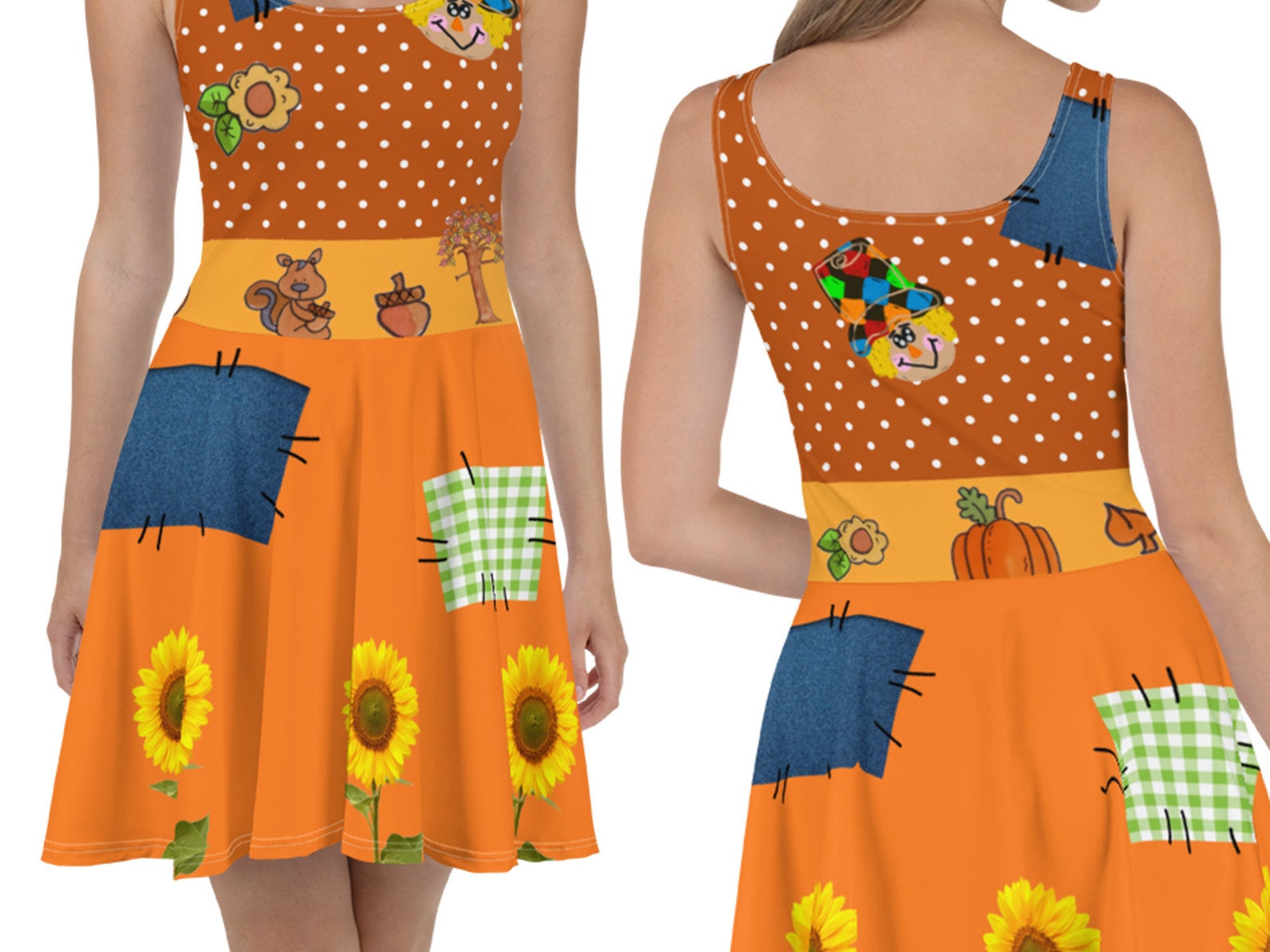 Thanksgiving Dress Woman Fall Scarecrow Halloween Spandex Autumn ...