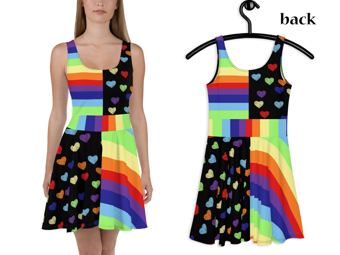 Rainbow Hearts Skater Dress Women LGBT Pride Cosplay - Etsy