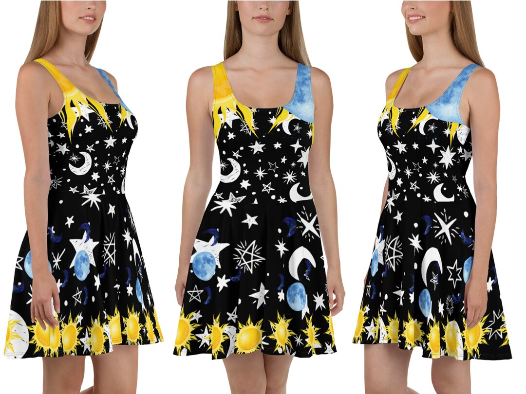 Stargazer Skater Dress Astronomer Costume Halloween Stars Day Night Sun ...