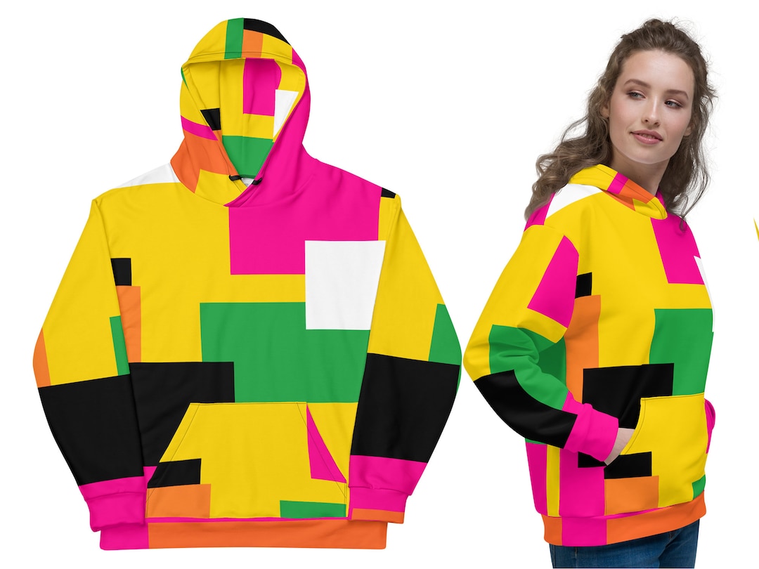 Abstract Colorful Graphic Hoodie Shirt Pullover Fleece Vibrant ...