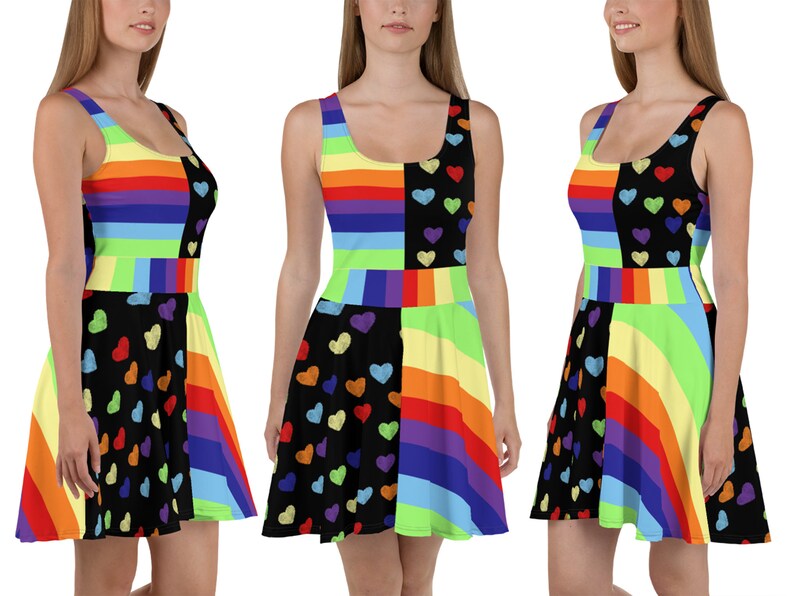 Rainbow Hearts Skater Dress Women LGBT Pride Cosplay - Etsy