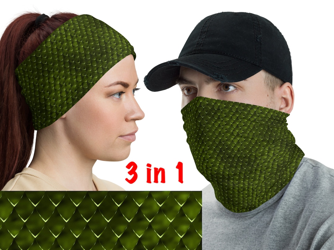 Lizard Scale Neck Gaiter Face Mask Halloween Costume Dragon Headband ...