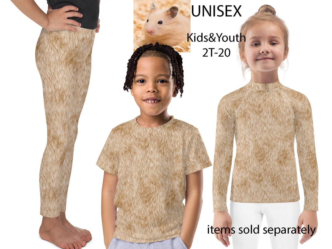 Beige Furry Print Kids Halloween Costume Hamster Animal Leggings Cat ...