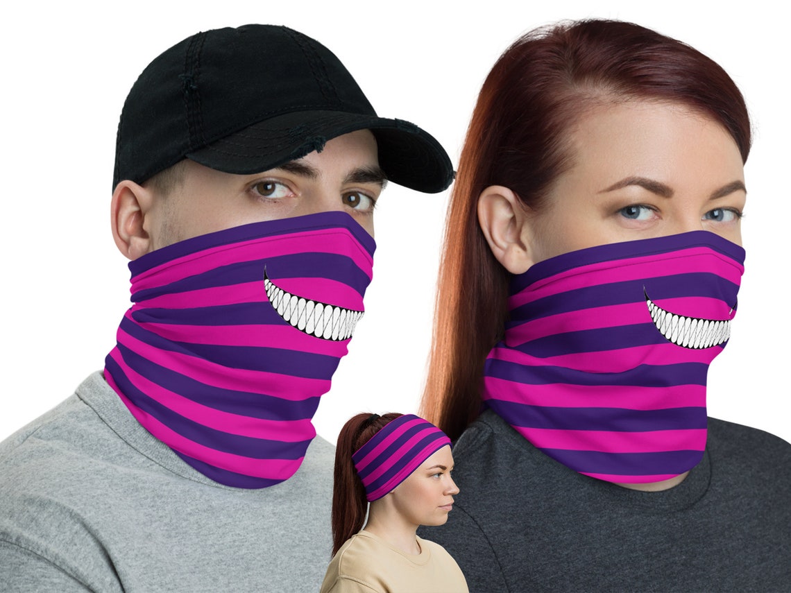 Cheshire Cat Neck Gaiter Smile Striped Face Cosplay Mask Pink | Etsy