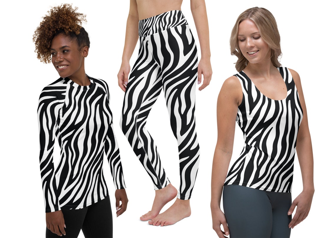 Zebra Print Costume Women Halloween Activewear Yoga Leggings Striped ...