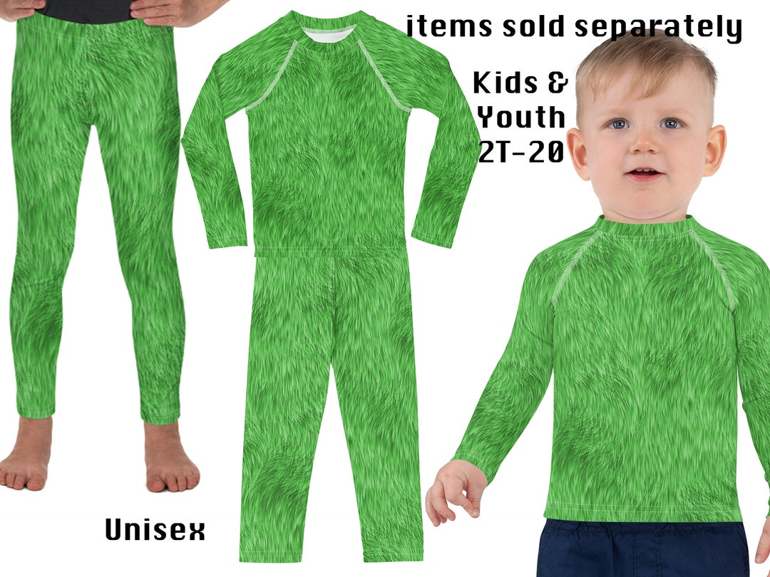 Green Furry Print Kids Athletic Costume Christmas Monster Halloween ...