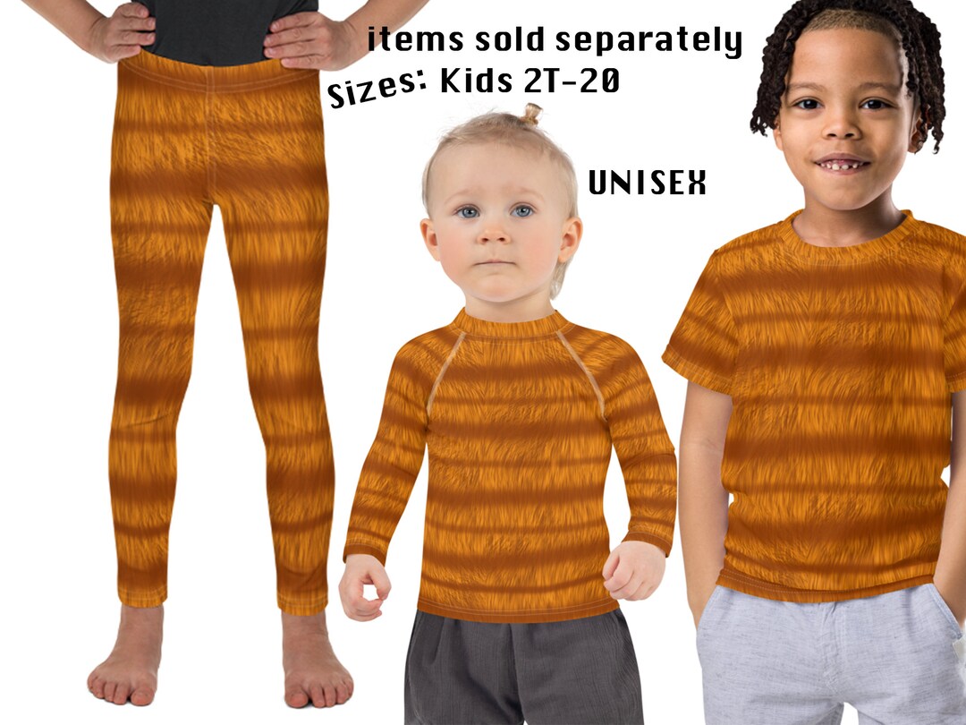 Ginger Striped Tabby Cat Costume Kids Spandex Puss Furry Animal Print ...