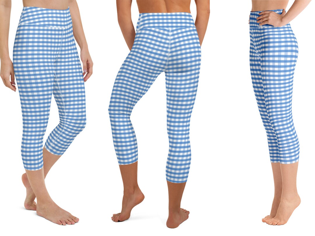 Blue Gingham Top Leggings Athletic Woman Wizard Cosplay Yoga Workout ...
