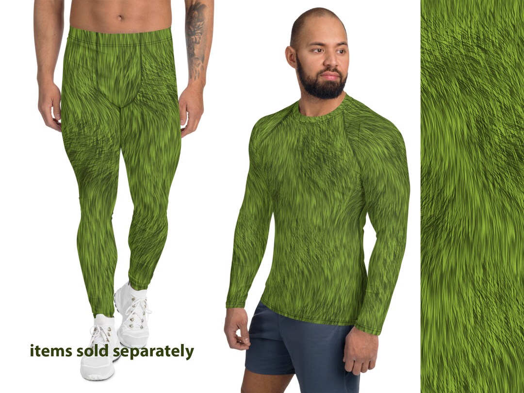 Green Furry Animal Print Meggings Athletic Costume Fur Spandex Pants ...