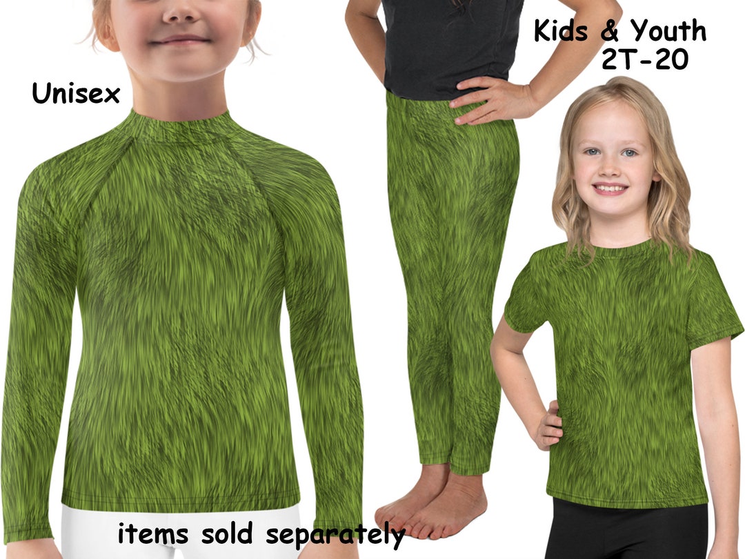 Green Furry Print Kids Athletic Costume Halloween Animal Spandex ...
