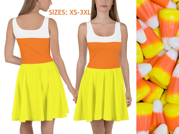 Candy Corn Halloween Skater Striped Dress Women Cosplay - Etsy
