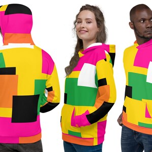 Abstract Colorful Graphic Hoodie Shirt Pullover Fleece Vibrant ...