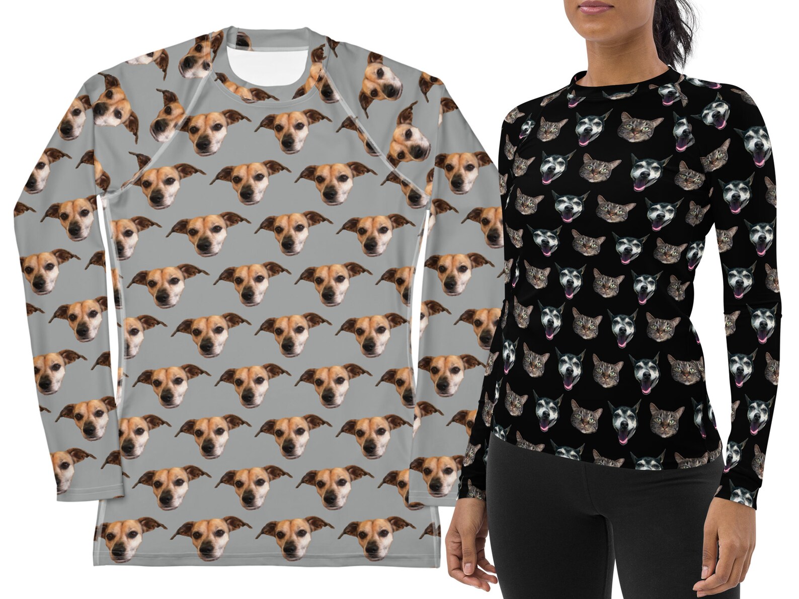 Custom Cat Photo Rash Guard Shirt Women Personalized Cat Dog - Etsy