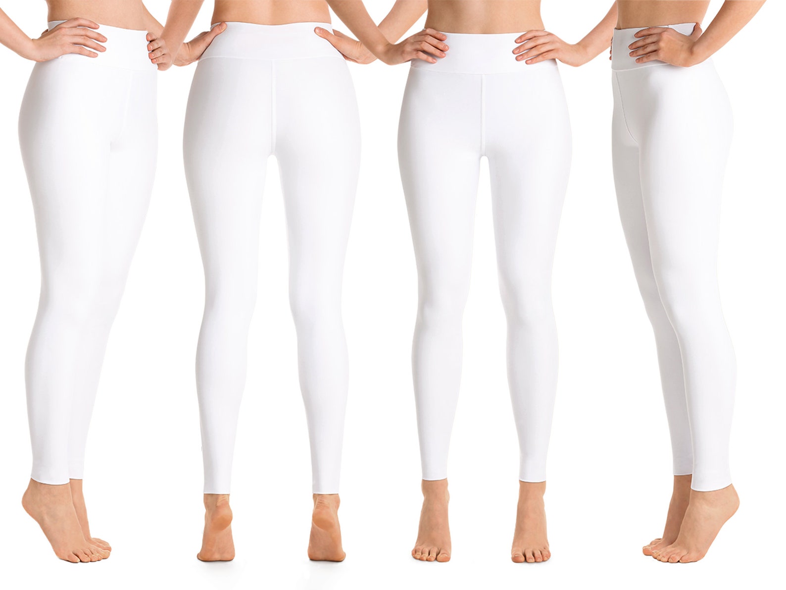 Solid White Yoga Leggings Women Workout Capris Pants Running Athletic ...