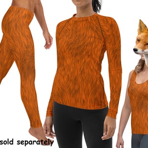 Orange Furry Print Fox Spandex Costume Leggings Women Athletic Animal ...