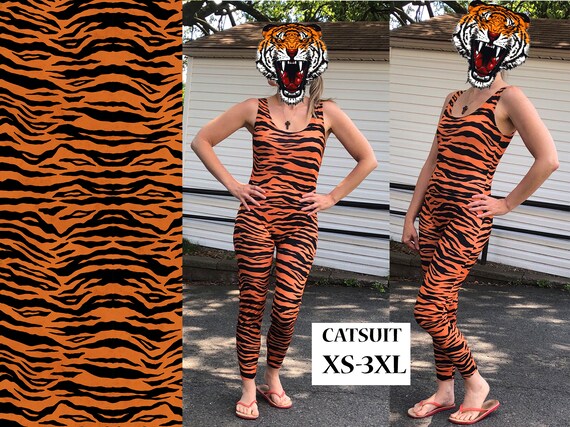 Striped Tiger Catsuit Women Animal Print Cosplay Halloween - Etsy