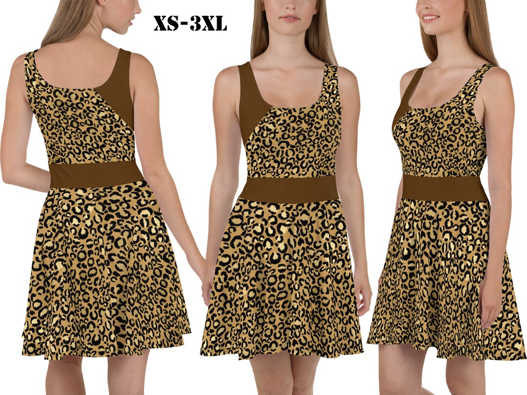 Cave Woman Dress Woman Halloween Costume Animal Print Cheetah Leopard ...