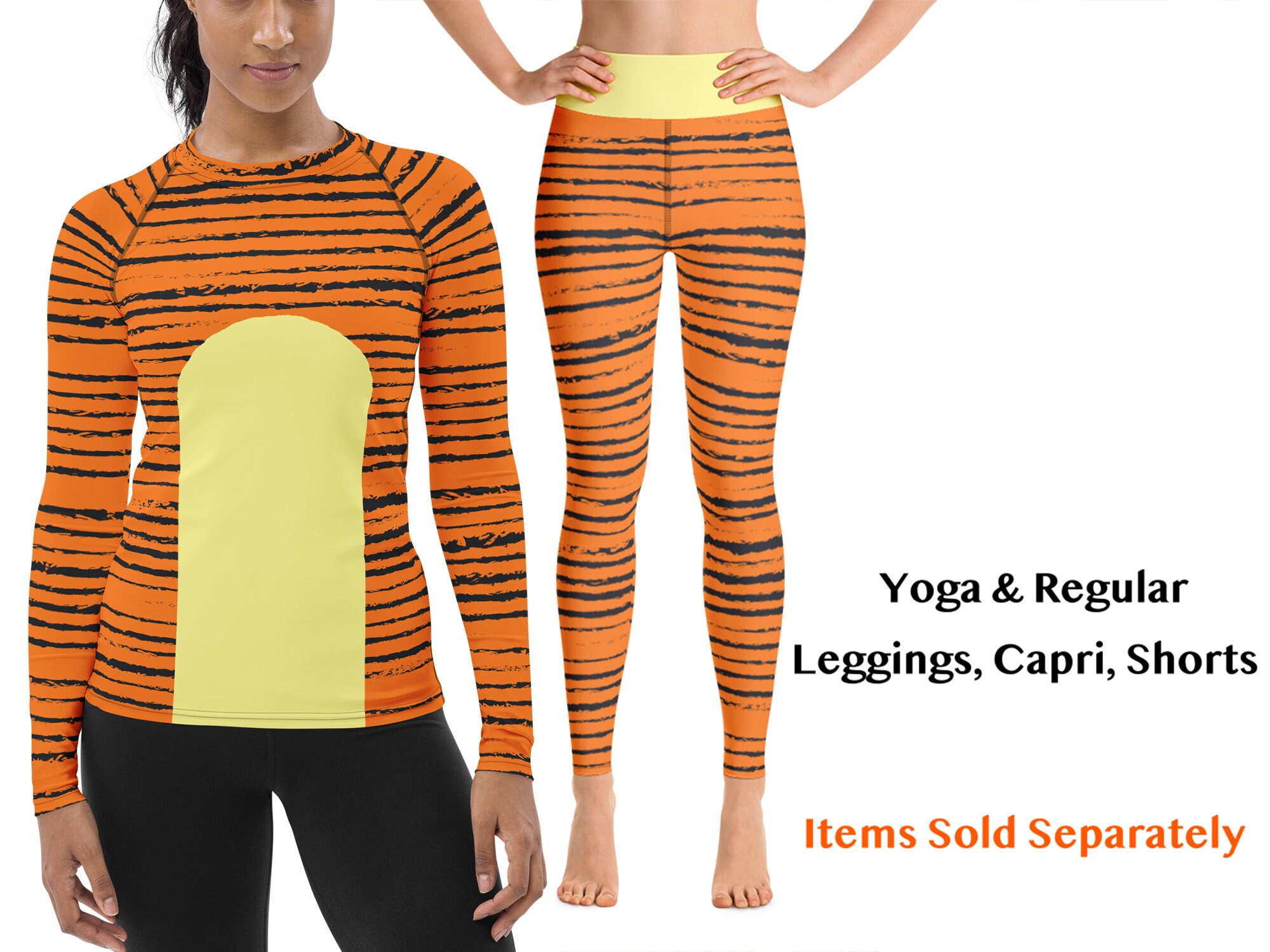 Tiger Costume Woman Tigger Halloween Orange Black Striped Running Top ...
