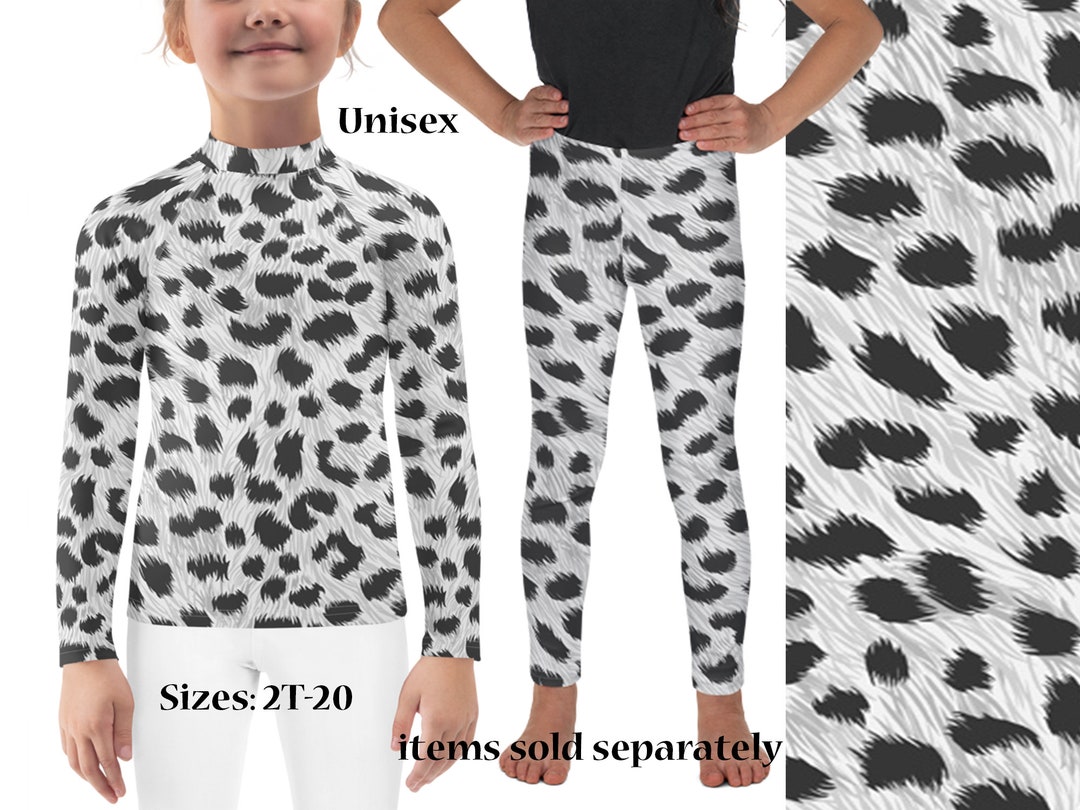 Snow Leopard Furry Print Kids Costume Leggings Animal Cosplay Spandex ...