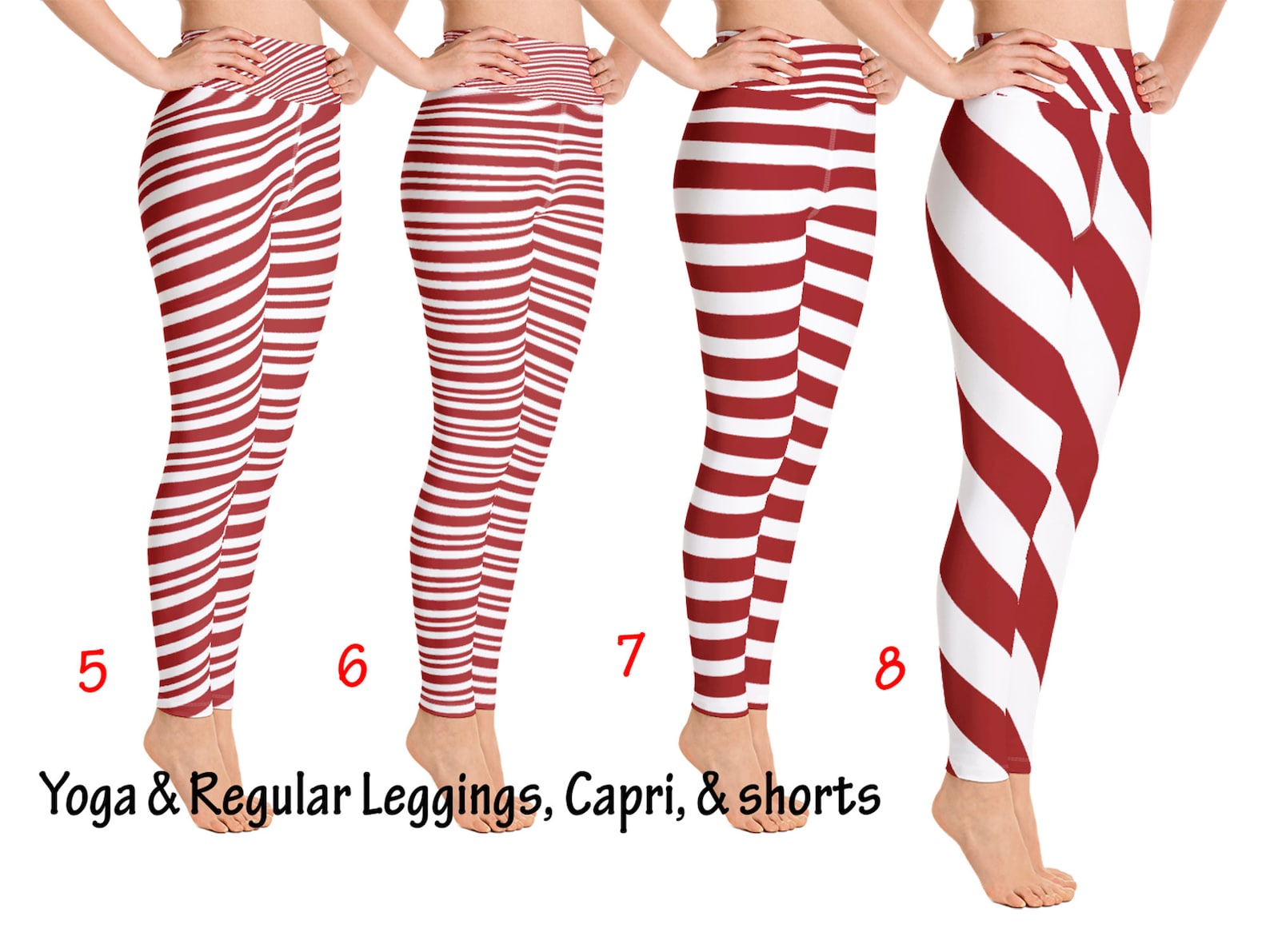 Christmas Candy Workout Leggings Women Striped Cane Yoga Capris Running ...