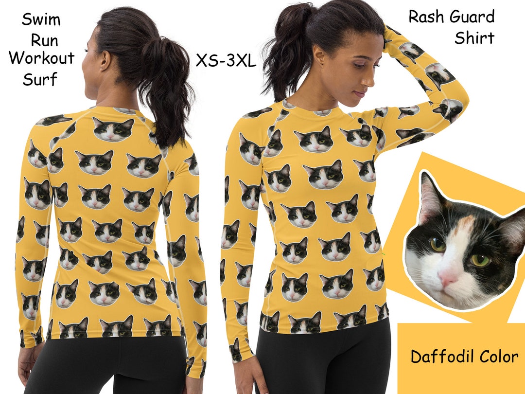 Custom Cat Photo Rash Guard Shirt Women Personalized Cat Dog Gift ...