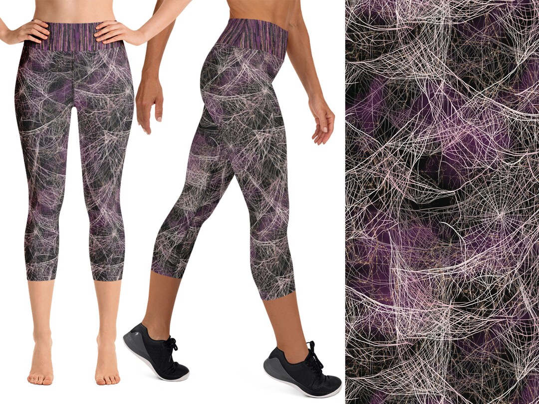 Gothic Spider Cobweb Web Halloween Leggings Women Yoga Athletic Purple ...