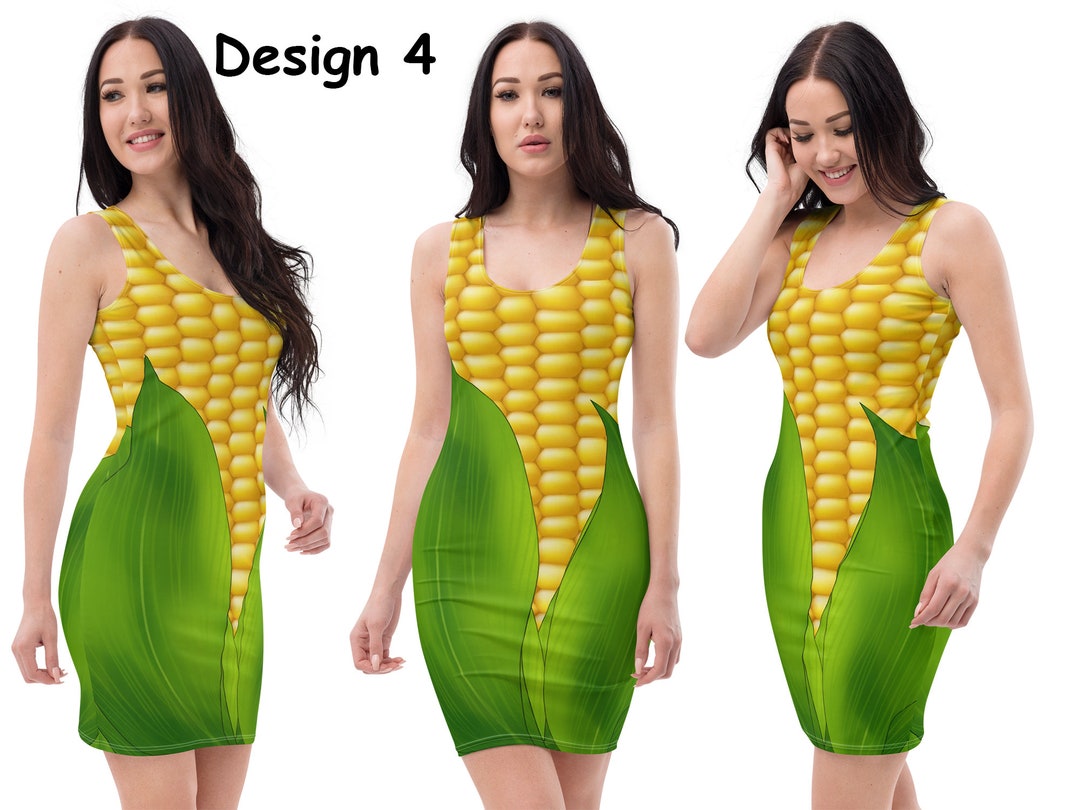 Corn Cob Bodycon Dress Women Cosplay Halloween Costume Tank Fitted ...