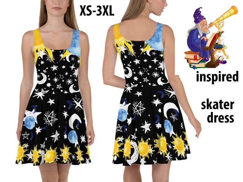 Stargazer Skater Dress Astronomer Costume Halloween Stars Day Night Sun ...