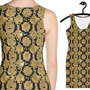 Snake Print Dress Woman Animal Pattern Fitted Reptile Scales Halloween ...