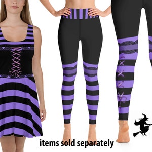 Witch Costume Yoga Leggings Striped Halloween Corset Dress Cosplay ...
