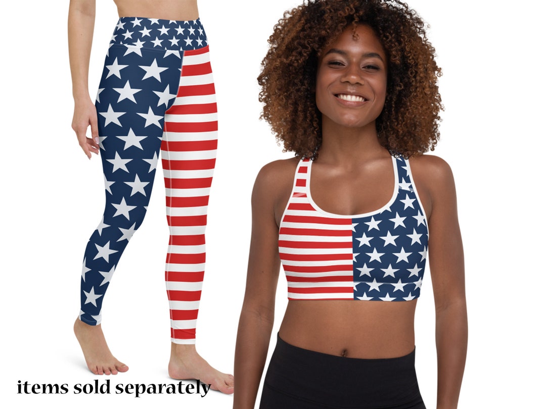 4th of July Workout Leggings Sports Bra American Flag Women's Yoga ...