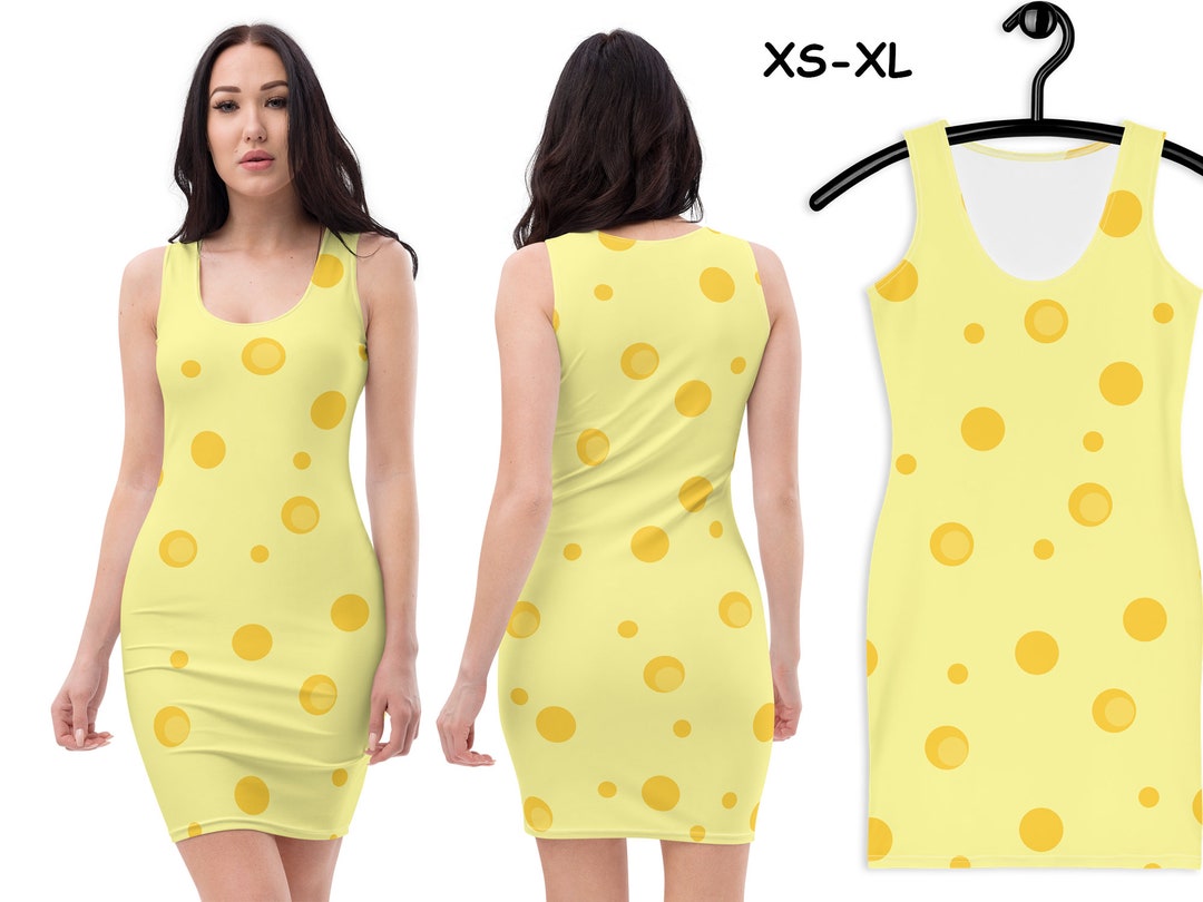 Cheese Cosplay Costume Bodycon Dress Woman Fitted Halloween Food Yellow ...