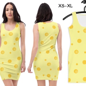 Cheese Cosplay Costume Bodycon Dress Woman Fitted Halloween Food Yellow ...