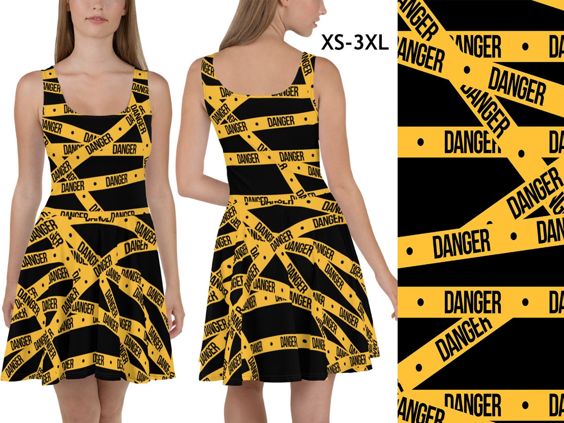 Danger Ribbon Dress Halloween Women Cosplay Warning Skirt - Etsy