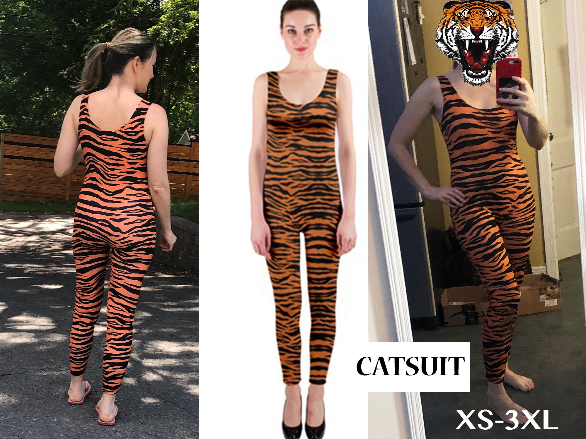 Striped Tiger Catsuit Women Animal Print Cosplay Halloween - Etsy