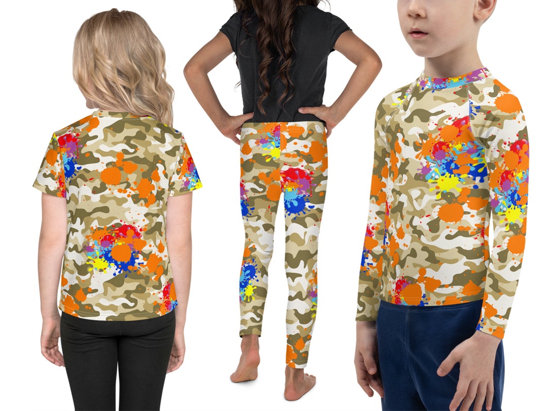 Paintball Game Costume Kids Halloween Camouflage Athletic Camo Leggings ...