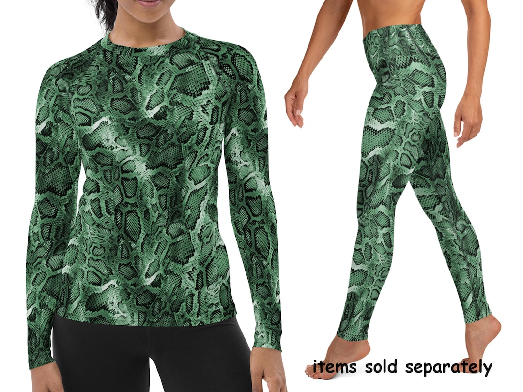 Green Snake Activewear Costume Woman Reptile Animal Print Halloween ...