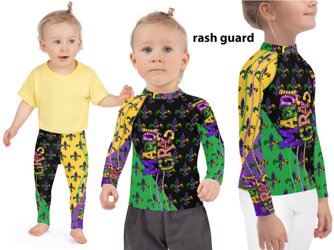 Mardi Gras Kids Costume Rash Guard Shirt Leggings Cosplay Outfit ...
